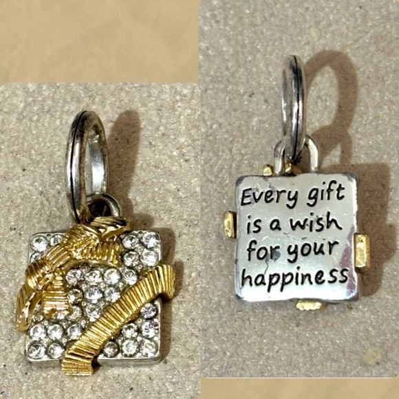Brighton | Jewelry | Brighton Wishful Gift Charm Silver W Gold Bow ...